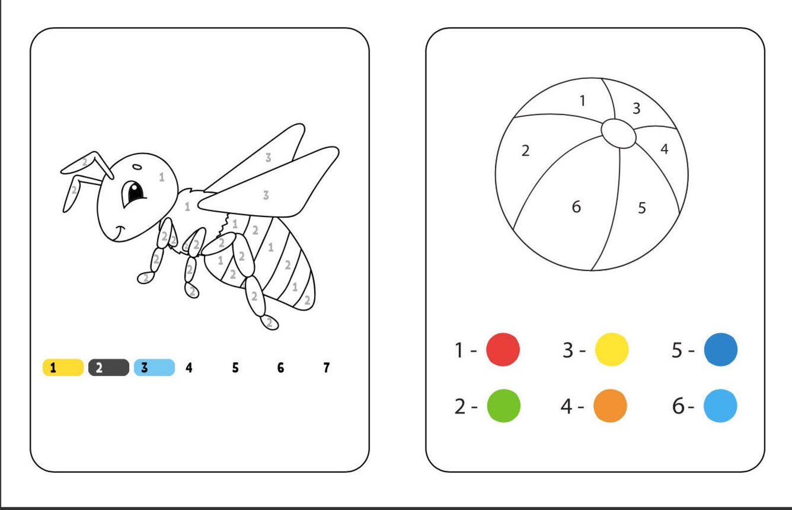 30 Color by Number Coloring Pages for Kids, 30 Printable Education ...