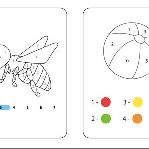 30 Color by Number Coloring Pages for Kids, 30 Printable Education ...