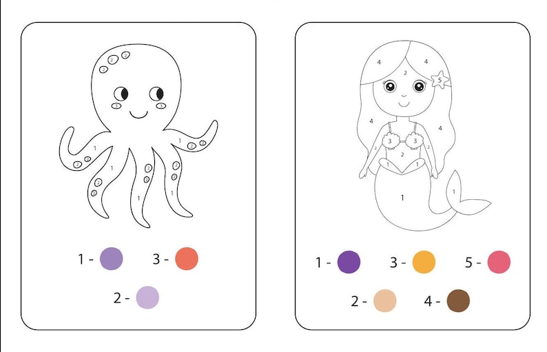 30 Color by Number Coloring Pages for Kids, 30 Printable Education ...