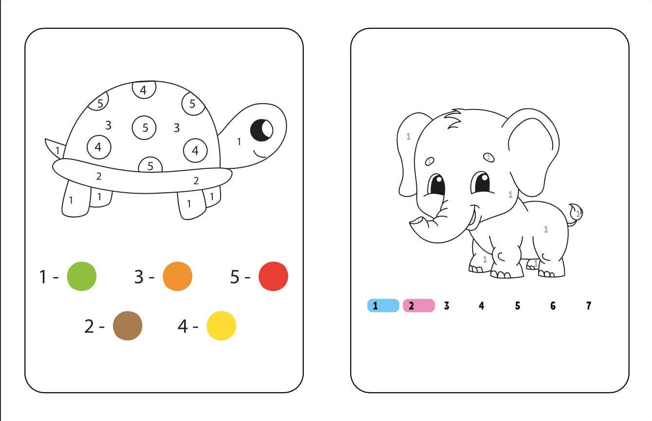 30 Color by Number Coloring Pages for Kids, 30 Printable Education ...