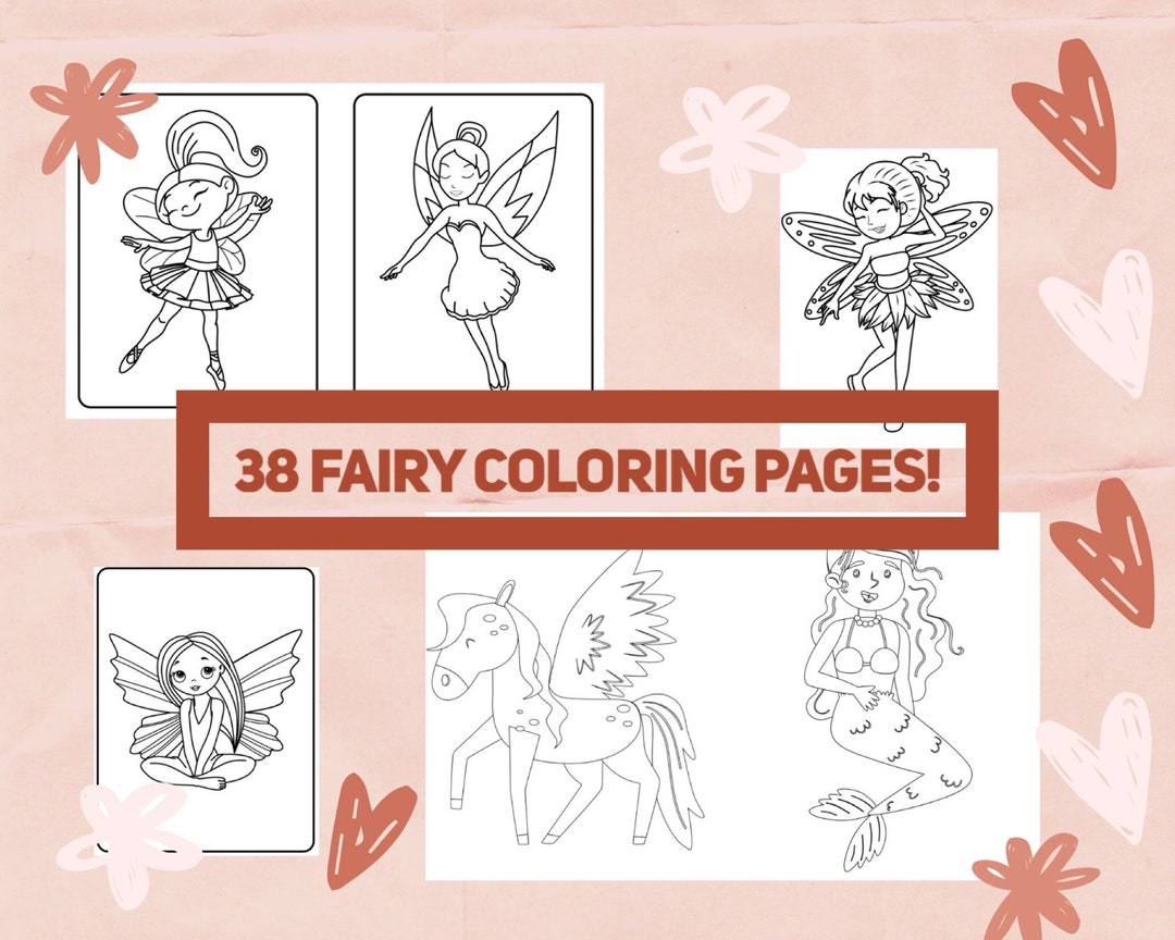 38 Fairy Coloring Book Pages for Kids, Printable Coloring Pages for ...