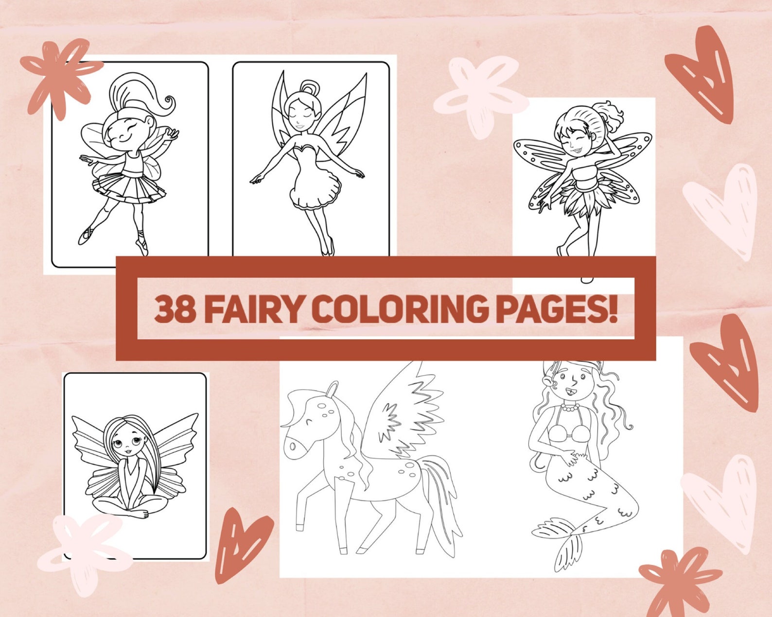 38 Fairy Coloring Book Pages for Kids, Printable Coloring Pages for ...