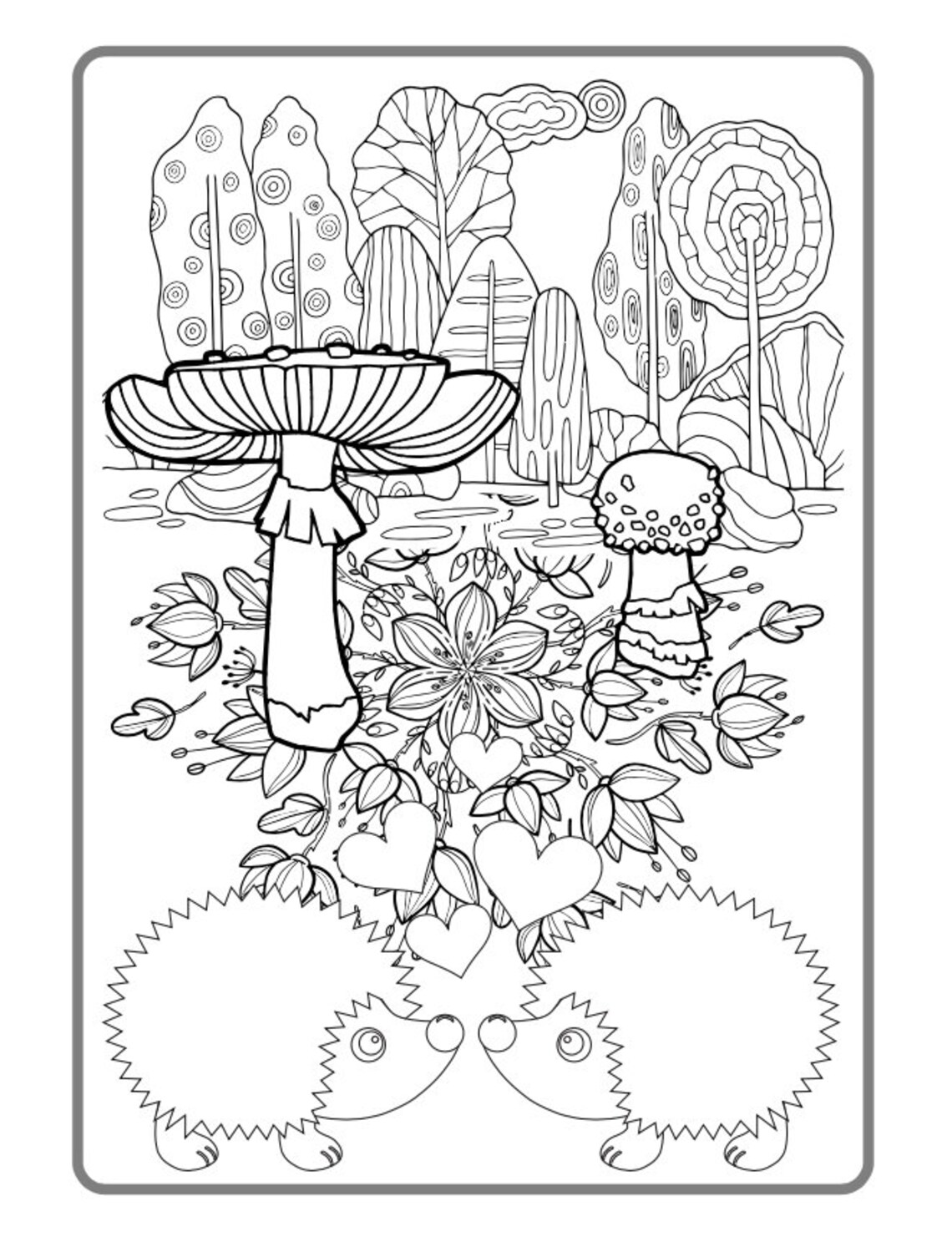20 Enchanted Forest Hedgehog Printable Color Pages! - Etsy