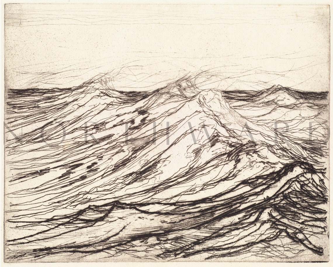 Pencil Drawing Print Coastal Drawing Minimalist Sketch - Etsy