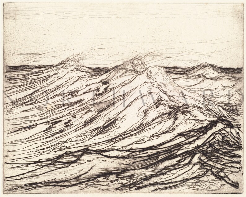 Pencil Drawing Print Coastal Drawing Minimalist Sketch - Etsy