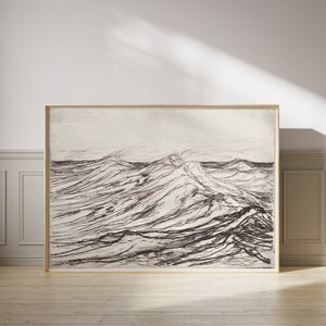 Pencil Drawing Print Coastal Drawing Minimalist Sketch Coastal Sketch ...