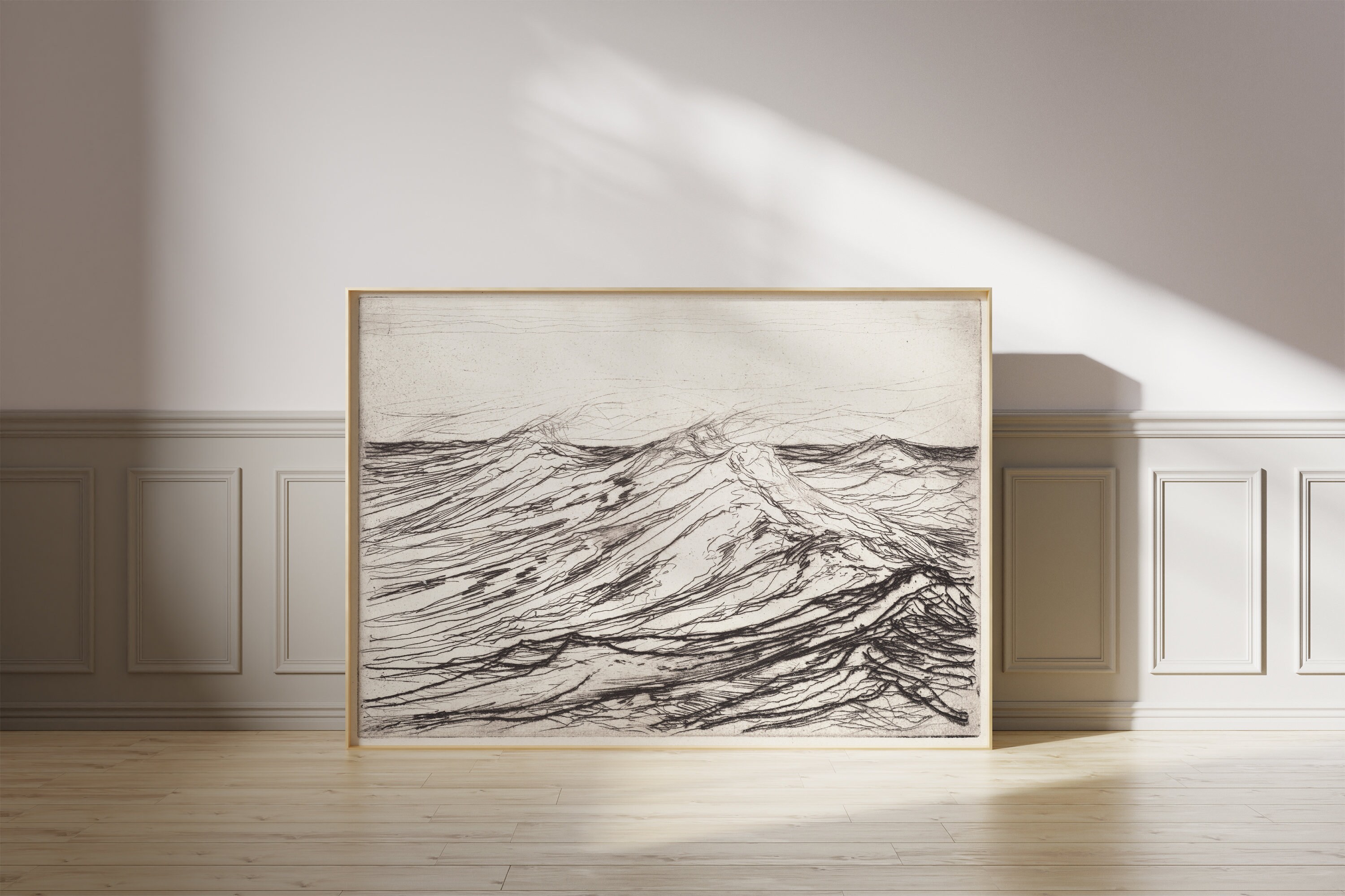 Pencil Drawing Print Coastal Drawing Minimalist Sketch Coastal Sketch ...