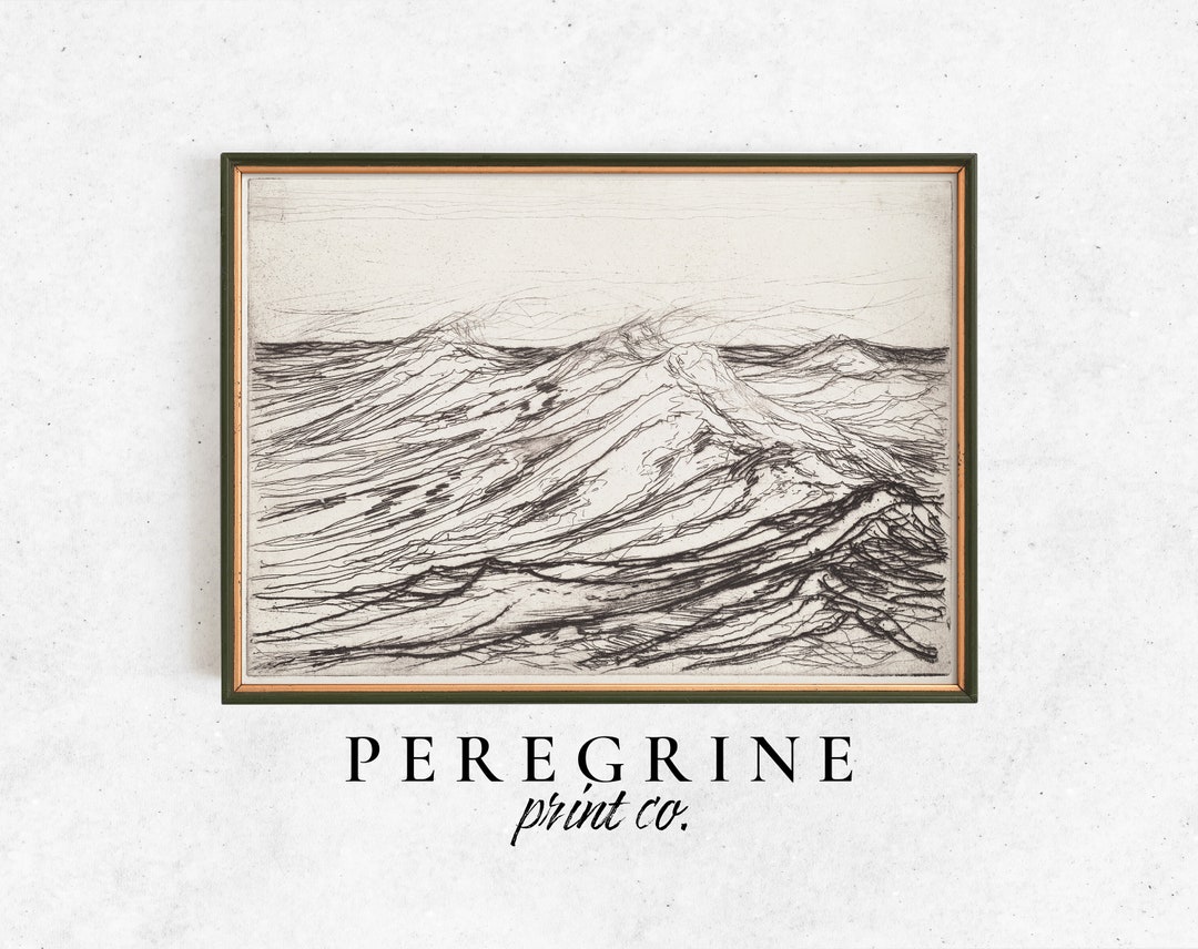 Pencil Drawing Print Coastal Drawing Minimalist Sketch Coastal Sketch ...