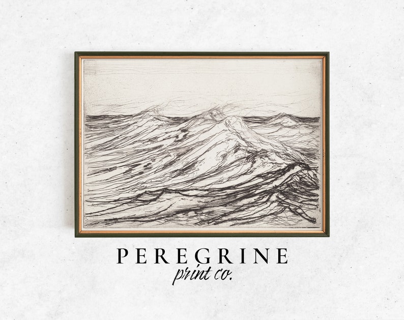 Pencil Drawing Print Coastal Drawing Minimalist Sketch Coastal Sketch ...