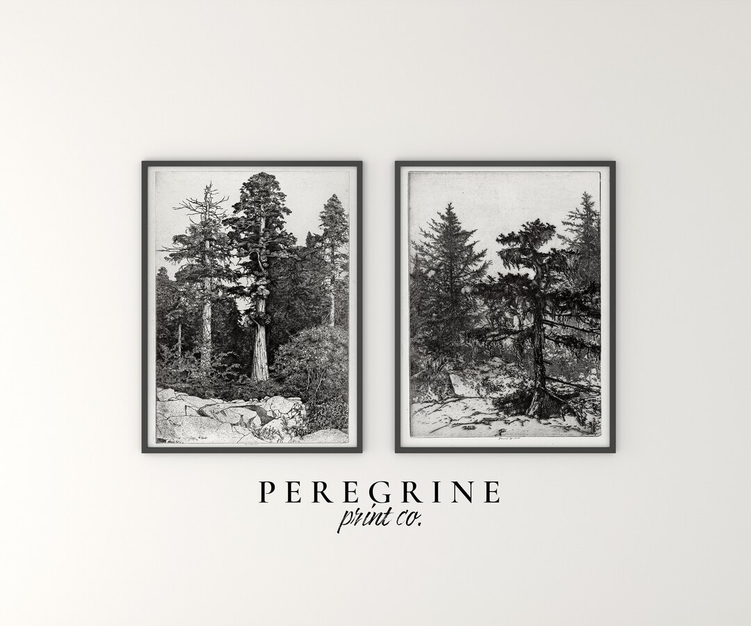 Set of Two Tree Prints Picture Set Print Set Landscape Print Moody ...