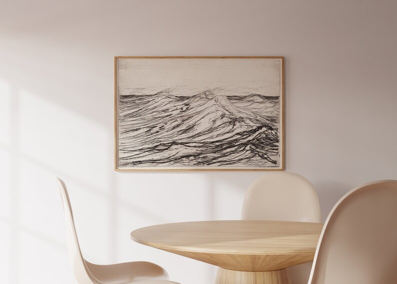 Pencil Drawing Print Coastal Drawing Minimalist Sketch Coastal Sketch ...