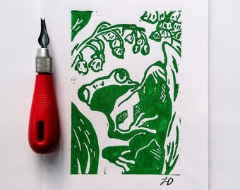 Handmade Linocut Print Original Relief Print Colour Handcrafted Lino ...