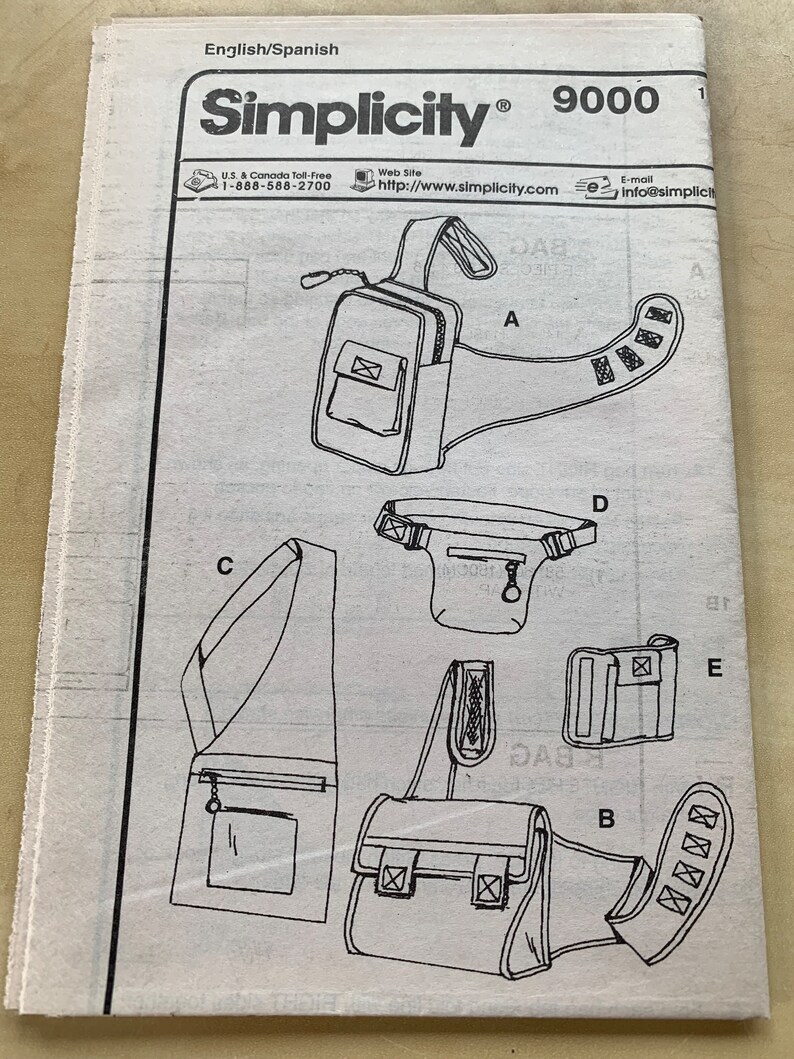 Simplicity Crafts 9000 Assorted Bags and Cell Phone Holder Pattern - Etsy