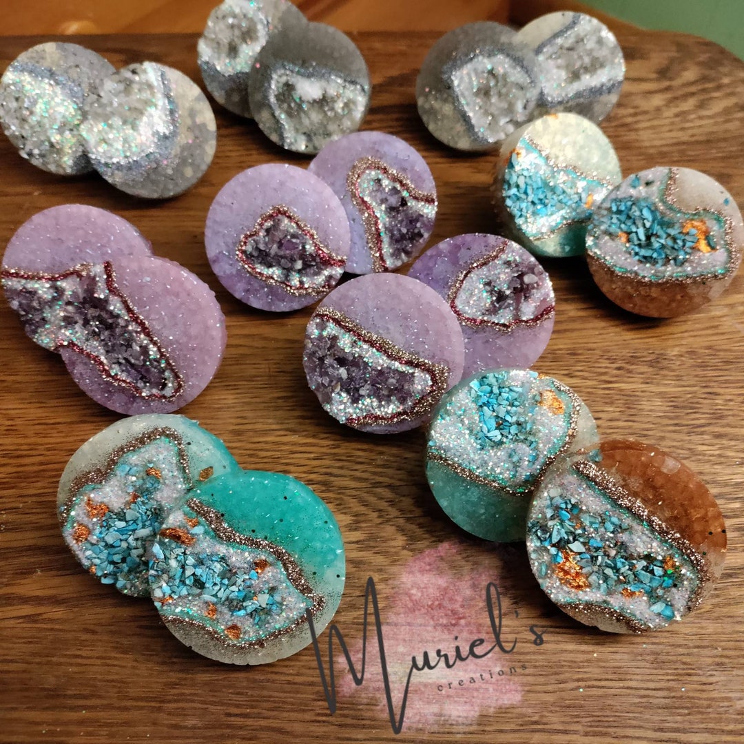 Geode Vent Clip Freshies, 2 Round Freshies, Crystals, Glitter and Stone ...