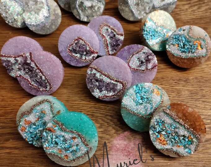 Geode Vent Clip Freshies, 2 Round Freshies, Crystals, Glitter and Stone ...