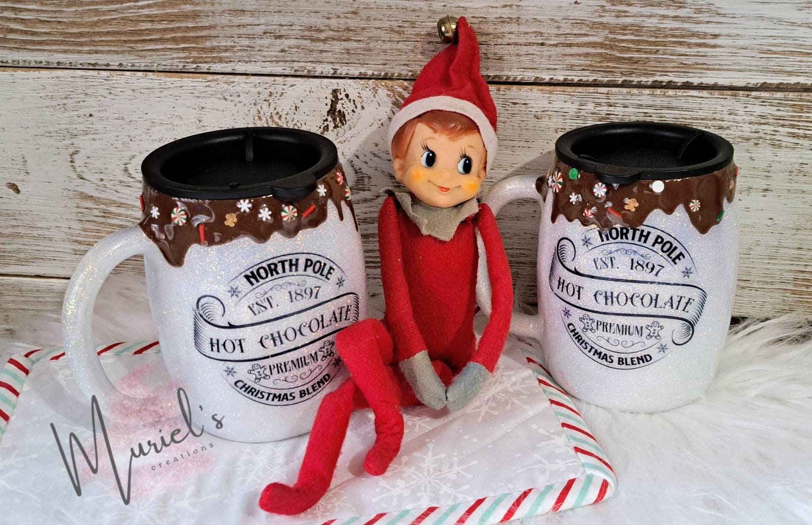 North Pole Hot Chocolate Winter/christmas Glitter Mugs - Etsy