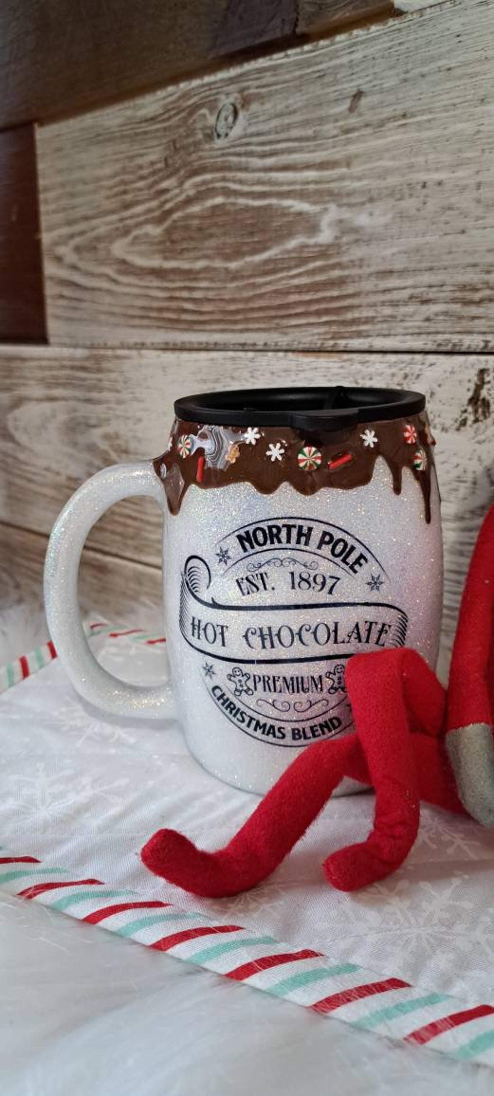 North Pole Hot Chocolate Winter/christmas Glitter Mugs - Etsy
