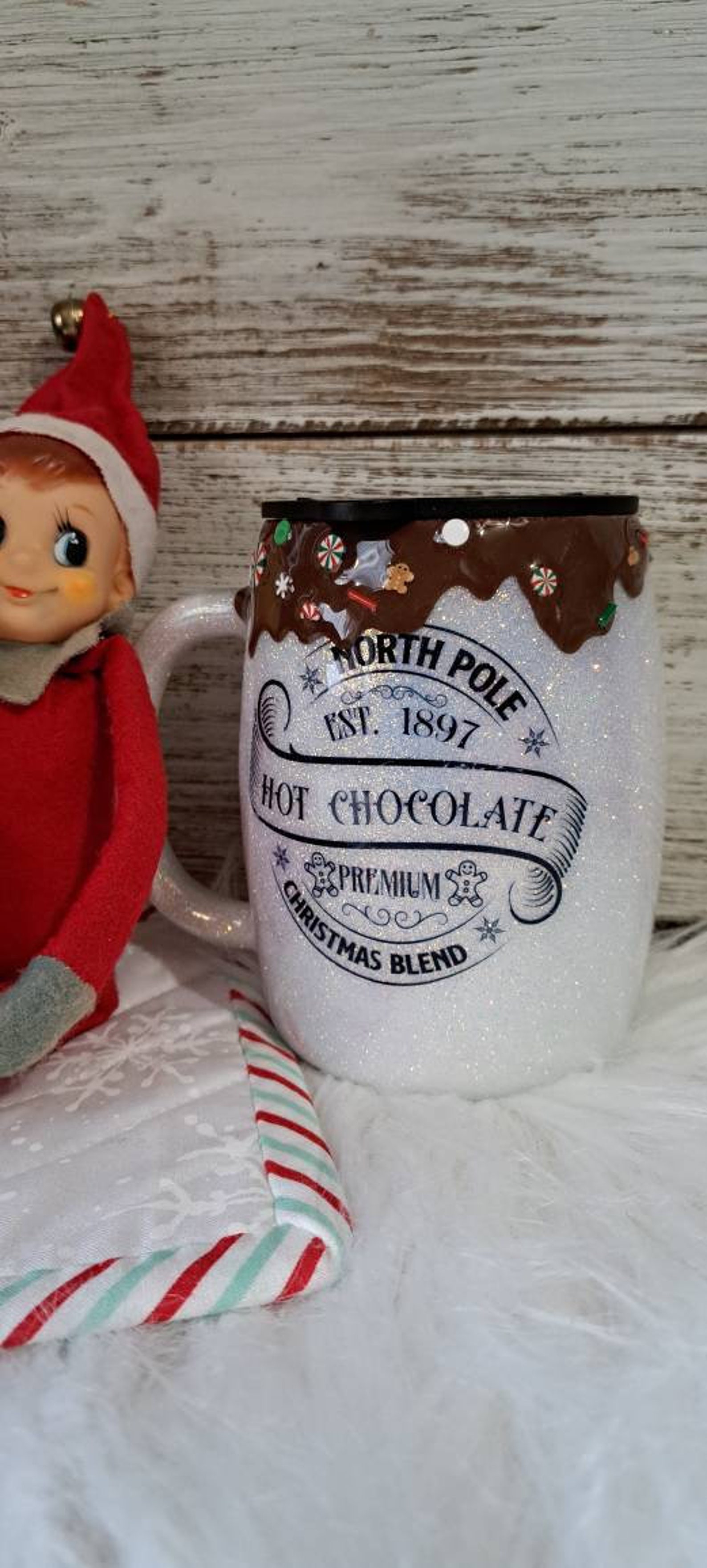 North Pole Hot Chocolate Winter/christmas Glitter Mugs - Etsy
