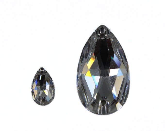 Swarovski Crystal Drop Pear Shaped Sew-on Stones - 2 Holes Flatback ...