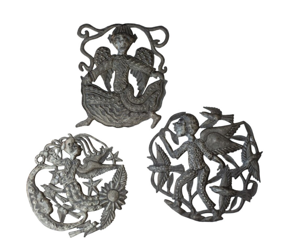 Overstock Handcrafted Haitian Folk Art, Set of Playful Angels, Upcycled ...