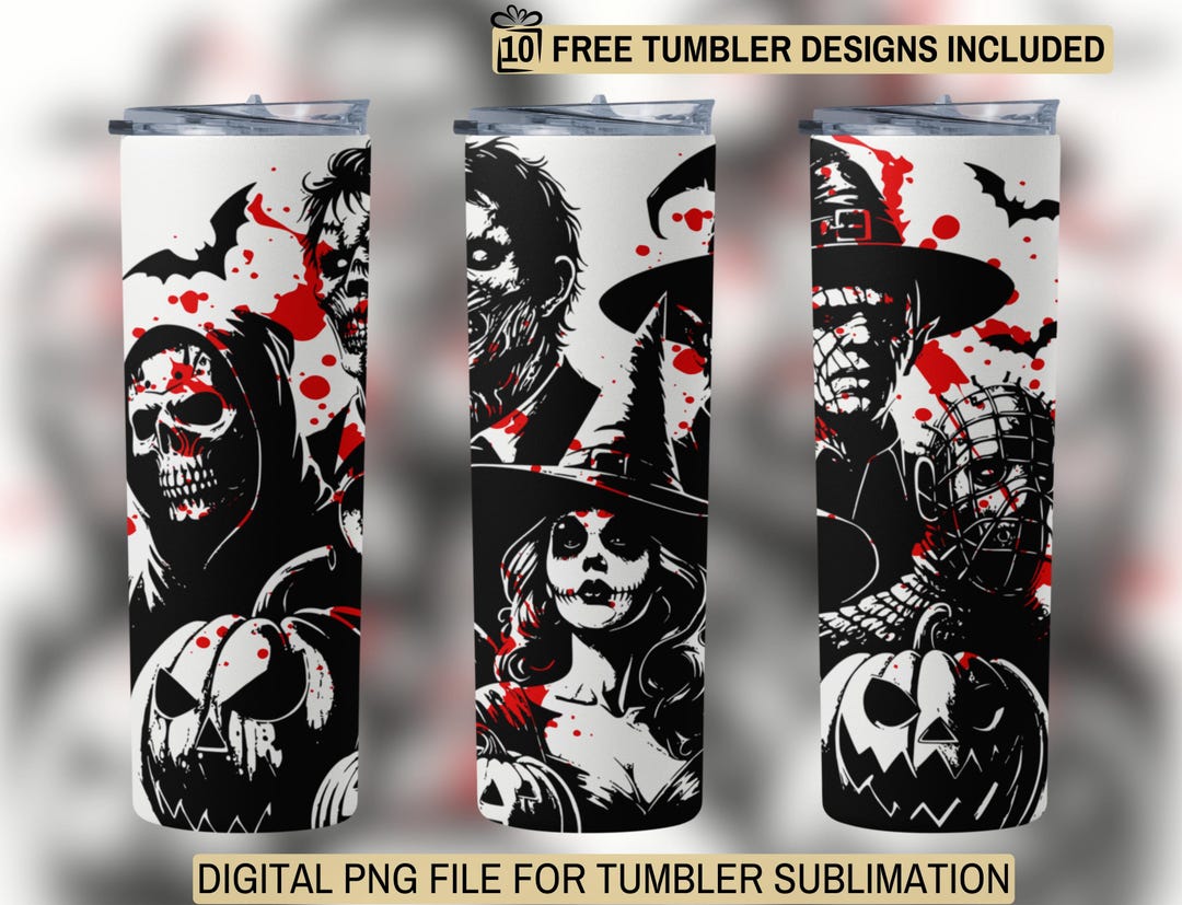 Halloween Characters Tumbler Wrap, 20oz Skinny Sublimation,instant ...