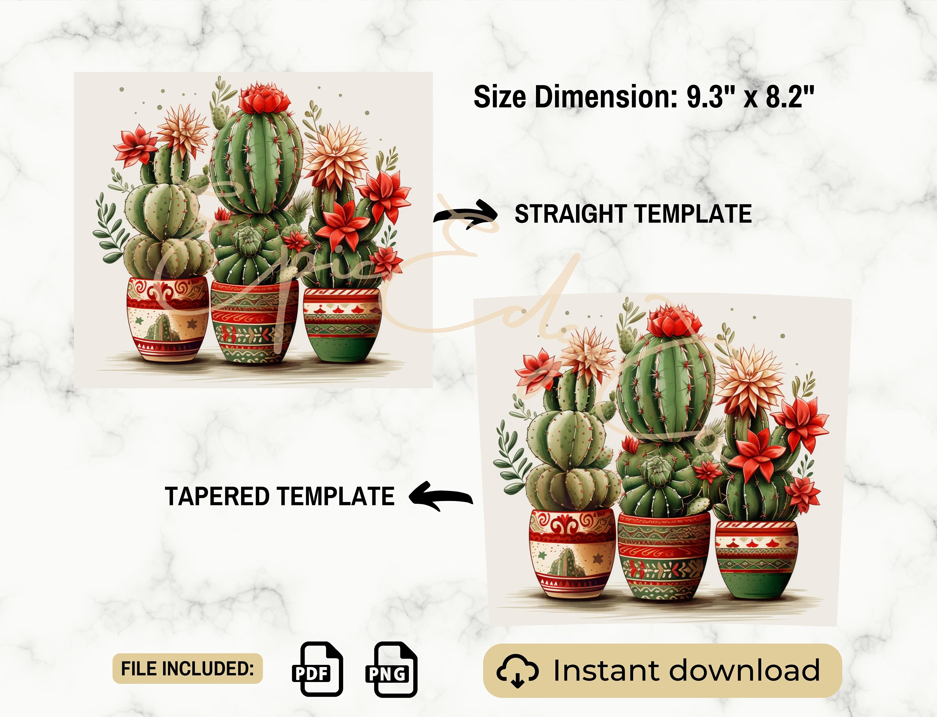 Cactus Plant 20oz Skinny Tumbler Sublimation Wrap Digital Instant ...