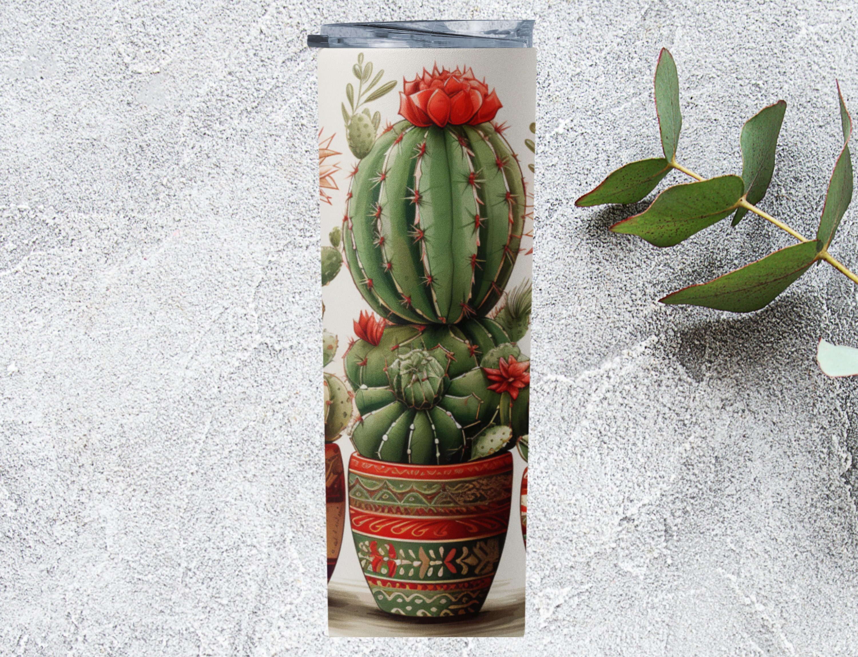 Cactus Plant 20oz Skinny Tumbler Sublimation Wrap Digital Instant ...