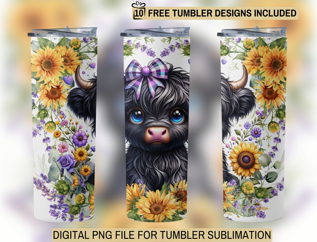 Cute Baby Highland Cow Tumbler Wrap, 20oz Skinny Sublimation, Instant ...