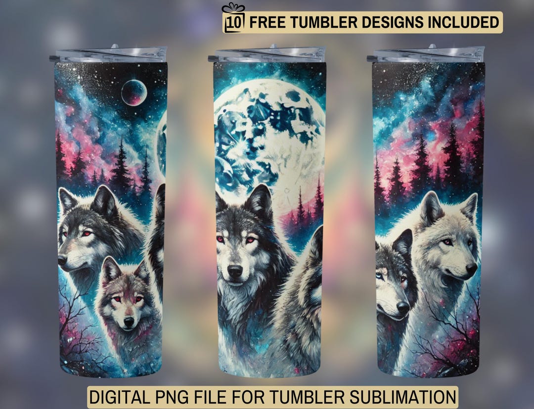 Majestic Pack of Wolves Tumbler Wrap, 20oz Skinny Sublimation, Instant ...
