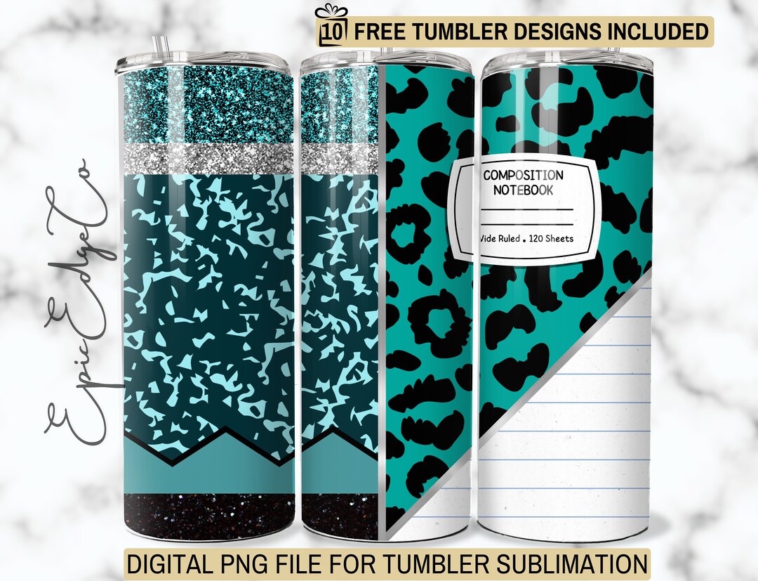 Glitter Notebook Tumbler Wrap: Pencil Design, 20oz Skinny Sublimation ...