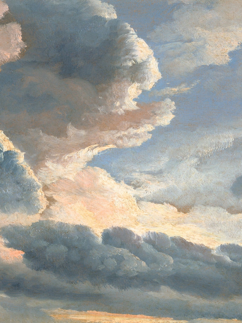 Spring Blue Sky Painting | Vintage Landscape Print | Country Home ...