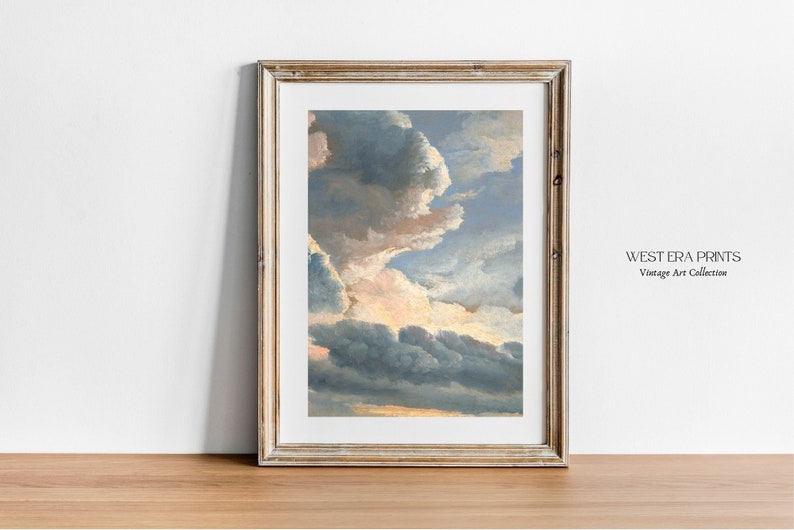 Spring Blue Sky Painting | Vintage Landscape Print | Country Home ...