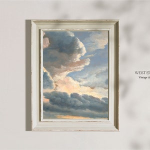 Spring Blue Sky Painting | Vintage Landscape Print | Country Home ...