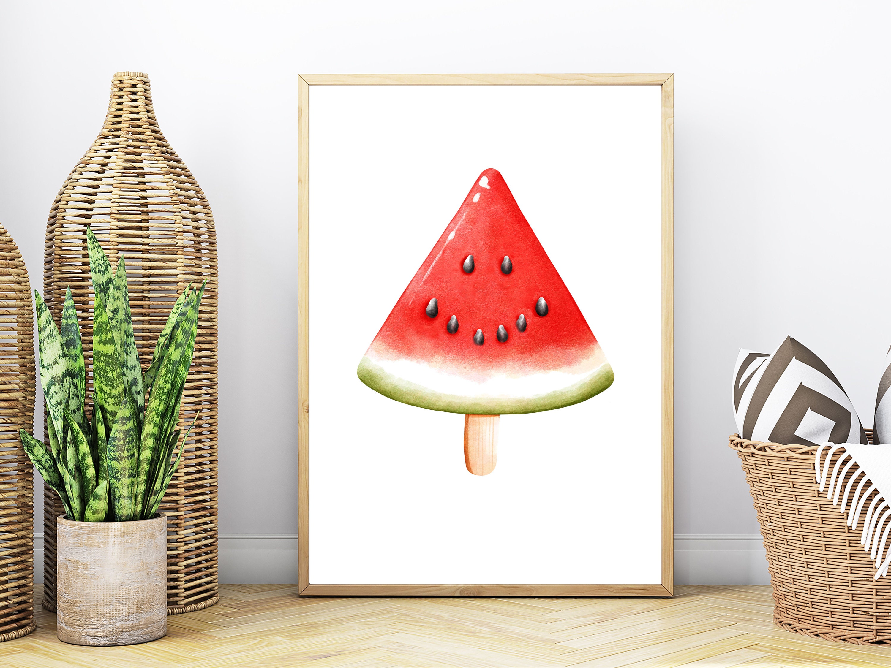 Watermelon Face Poster, TWO Sizes, Printable Art, Summer Fruit, Fun ...