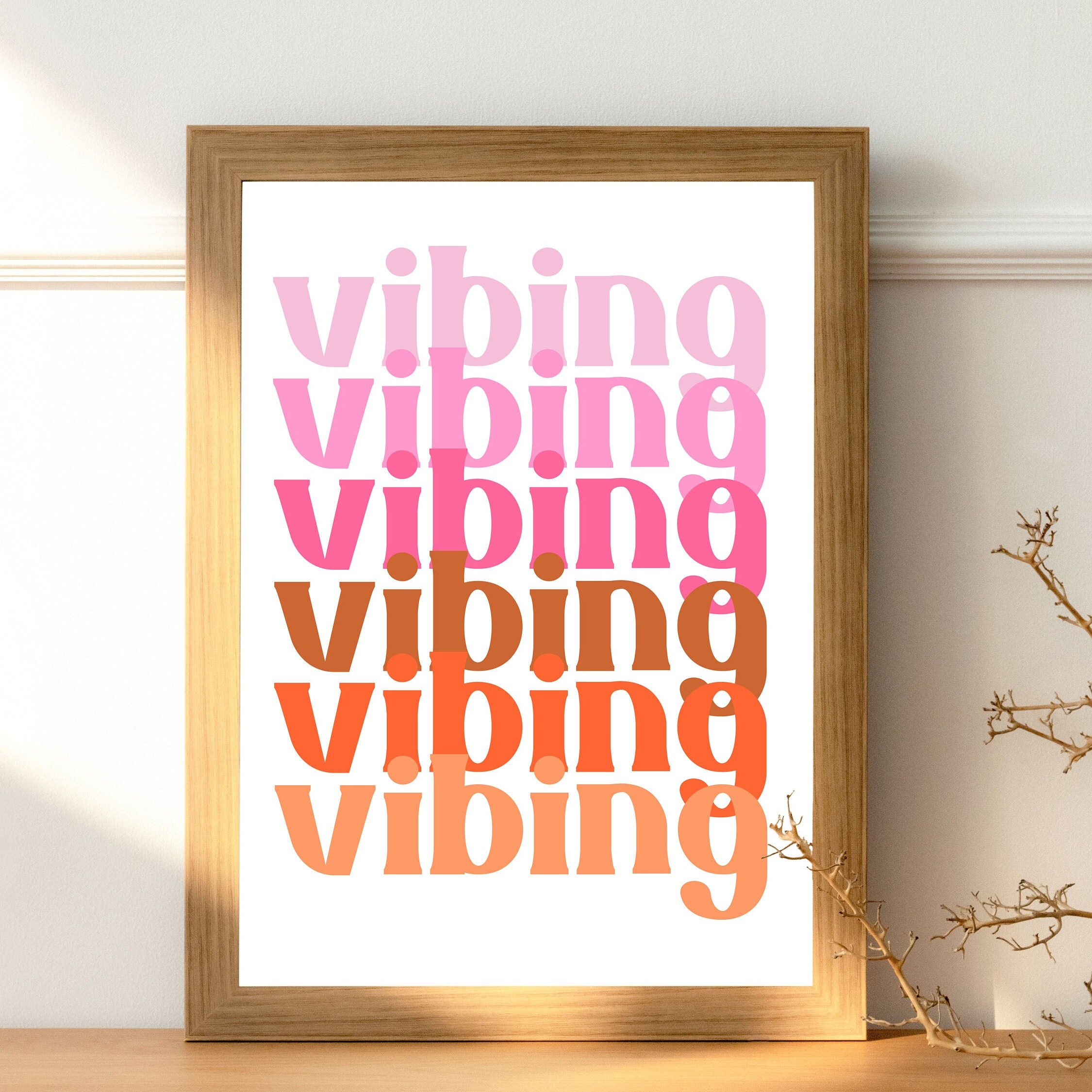 Vibing Print, Word Wall Art, Maximalist Print, Retro Poster, Earth ...