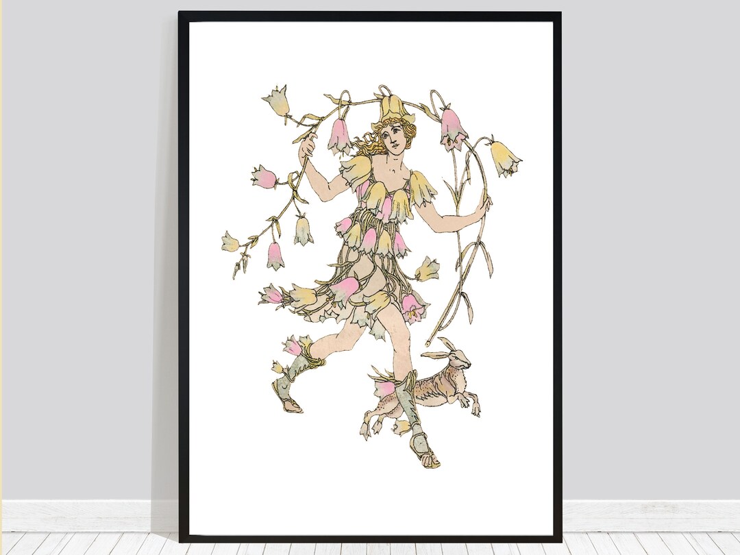 Garden Maiden Vintage Art Print, Spring Flowers Girl, Shakespearean ...