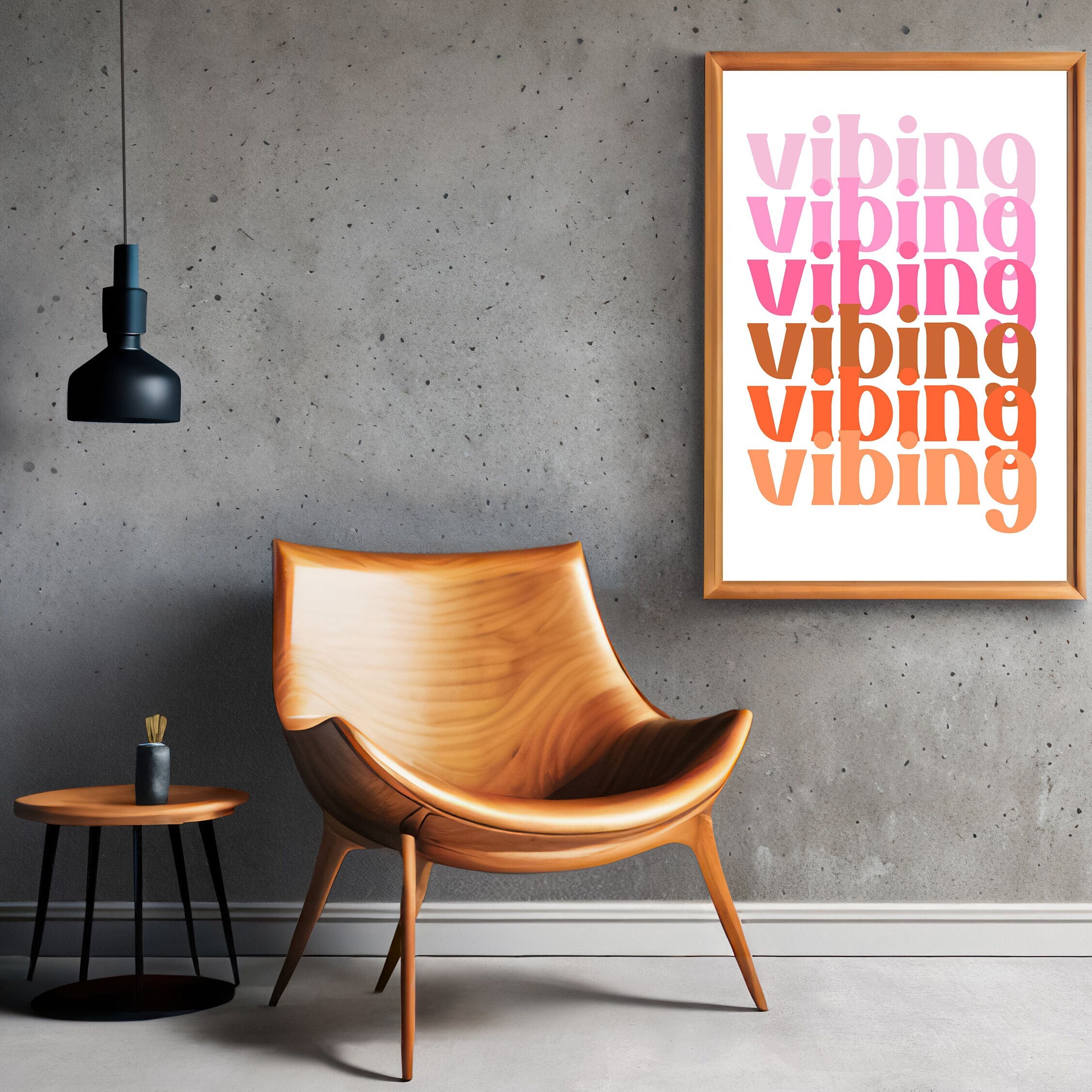 Vibing Print, Word Wall Art, Maximalist Print, Retro Poster, Earth ...
