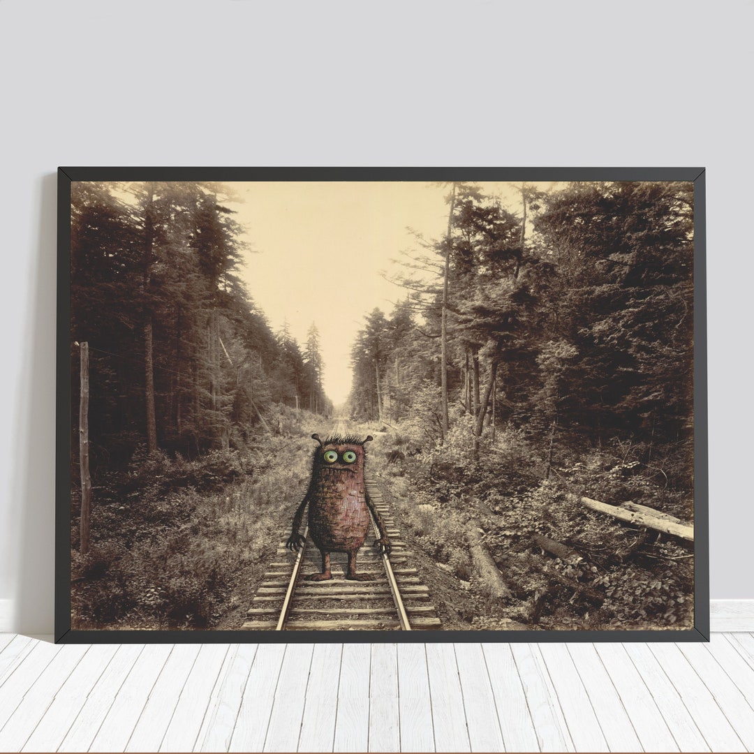 Spooky Forest Monster Railroad Train Print, Halloween Art (digital ...