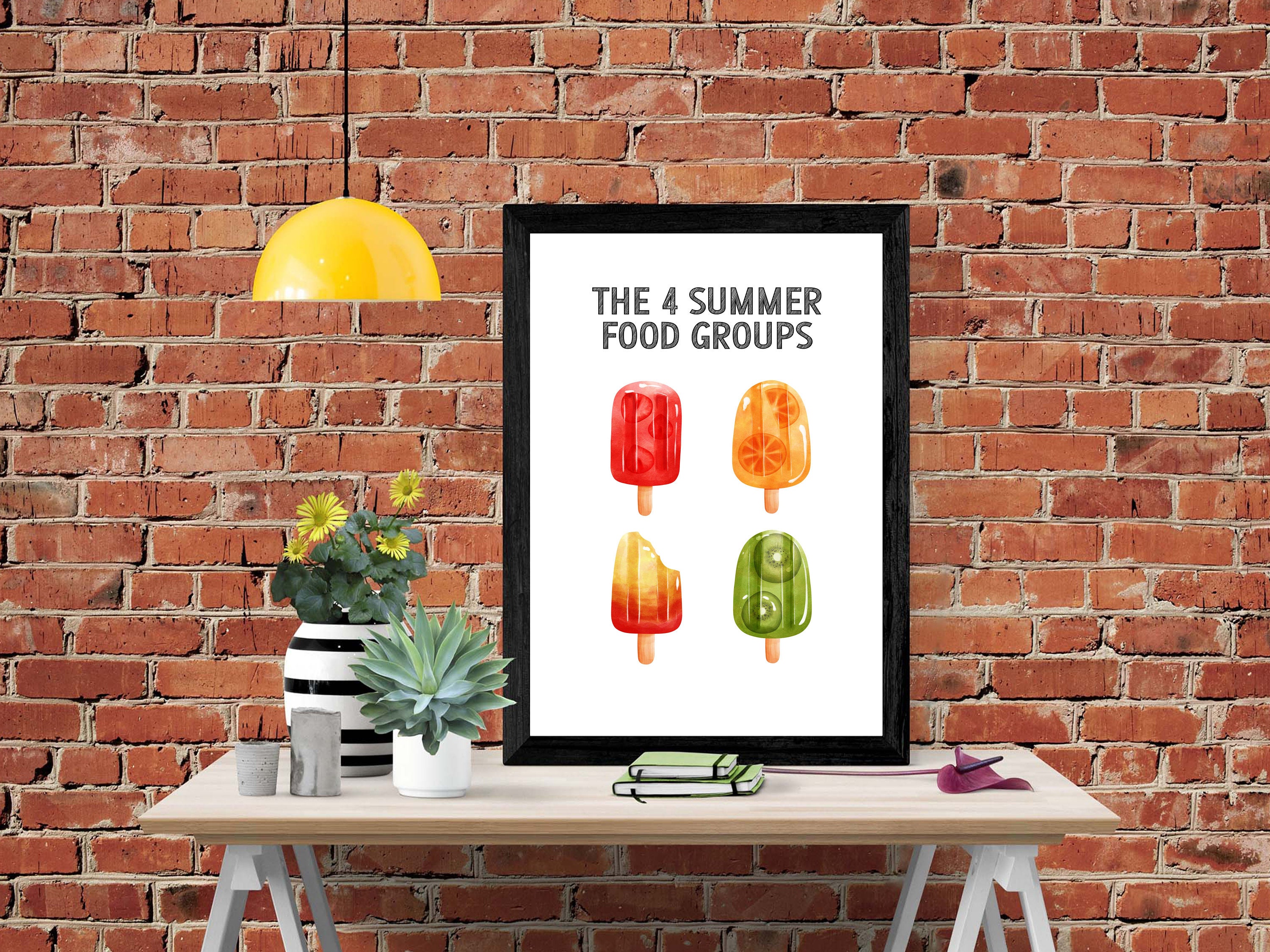 Popsicles Summer Food Groups Poster, Summer Decor, Funny Sassy Art ...