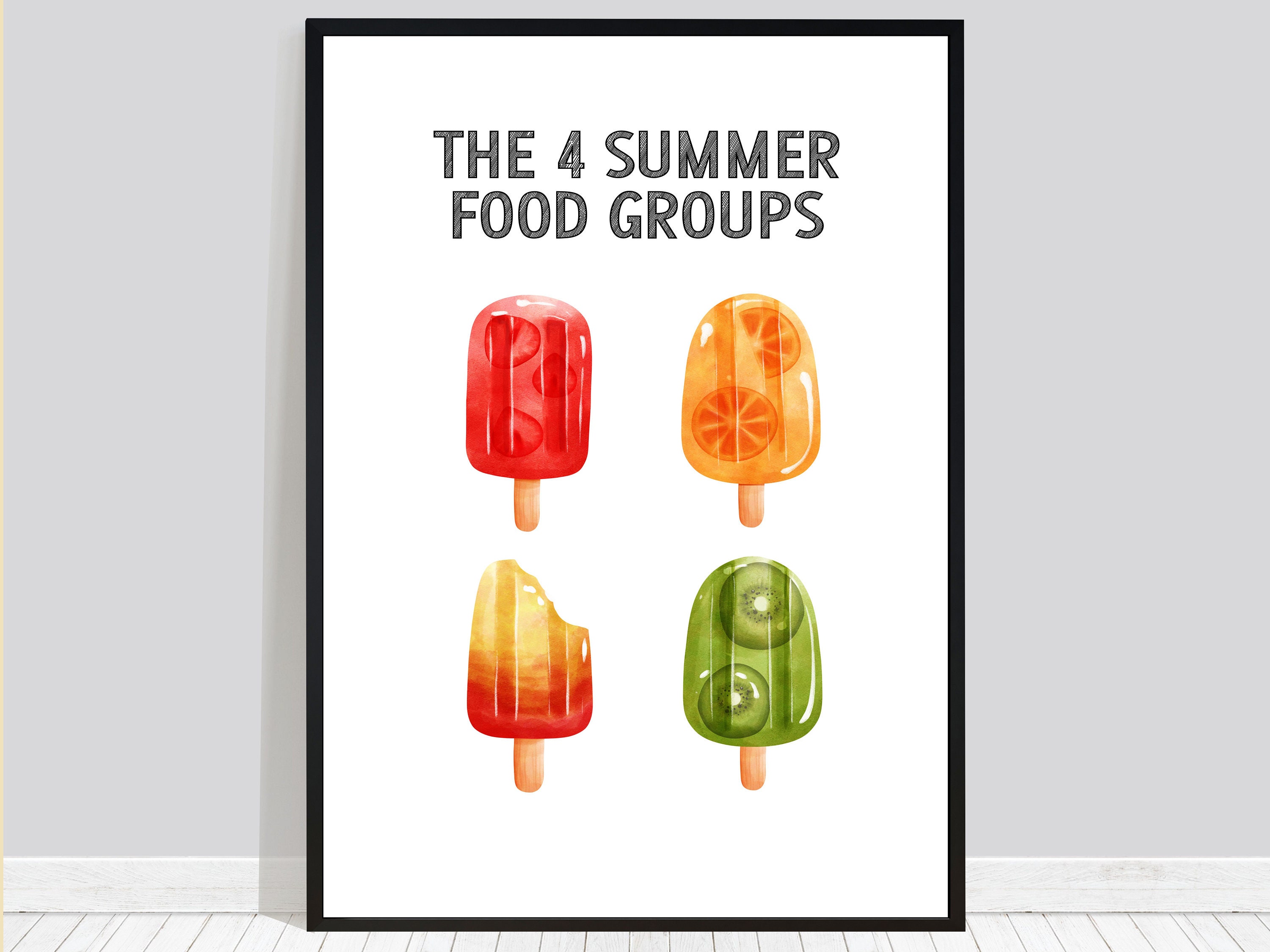 Popsicles Summer Food Groups Poster, Summer Decor, Funny Sassy Art ...