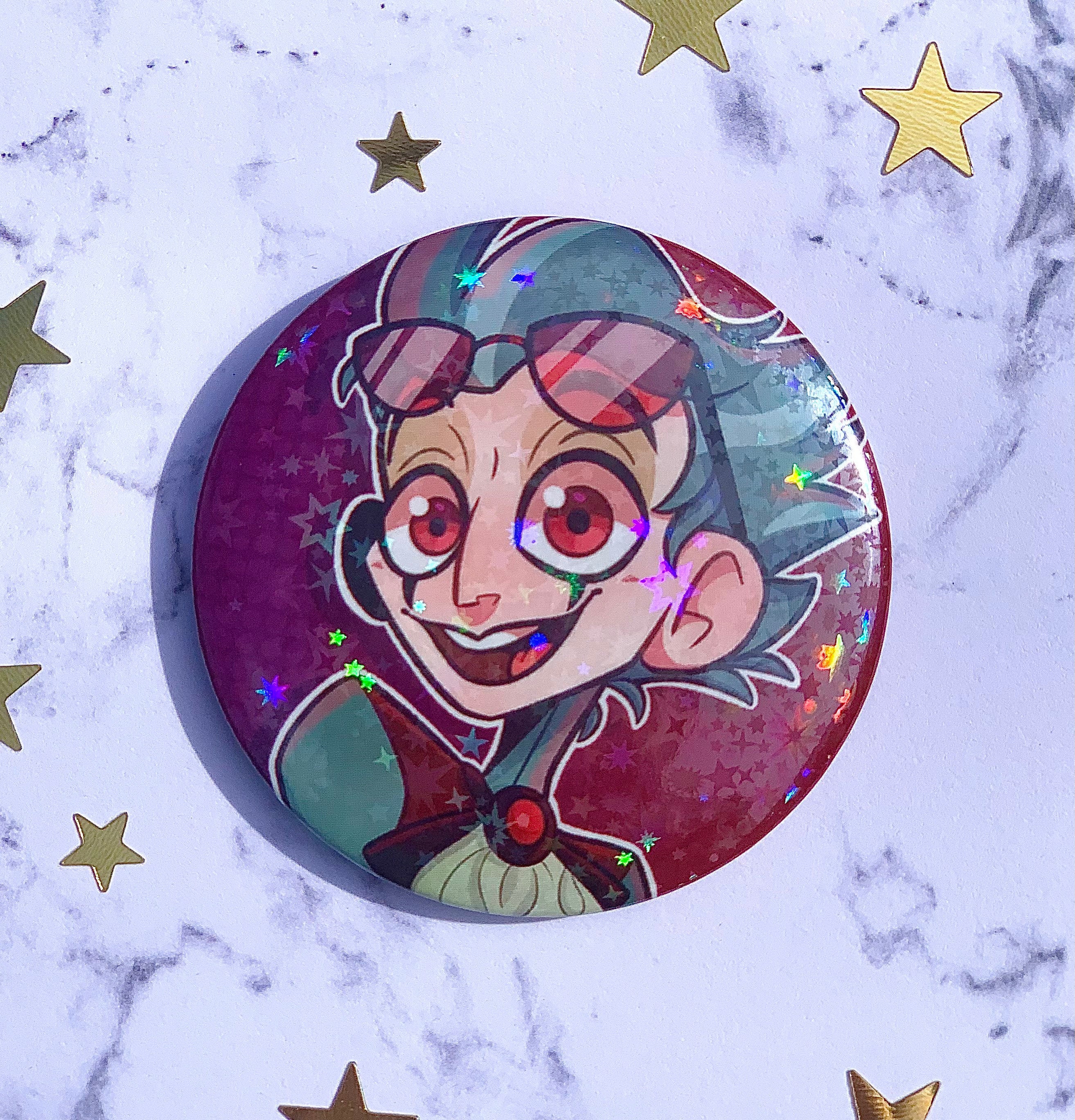 RETIRING | Helluva Boss Human Disguises Holographic Badges - Etsy