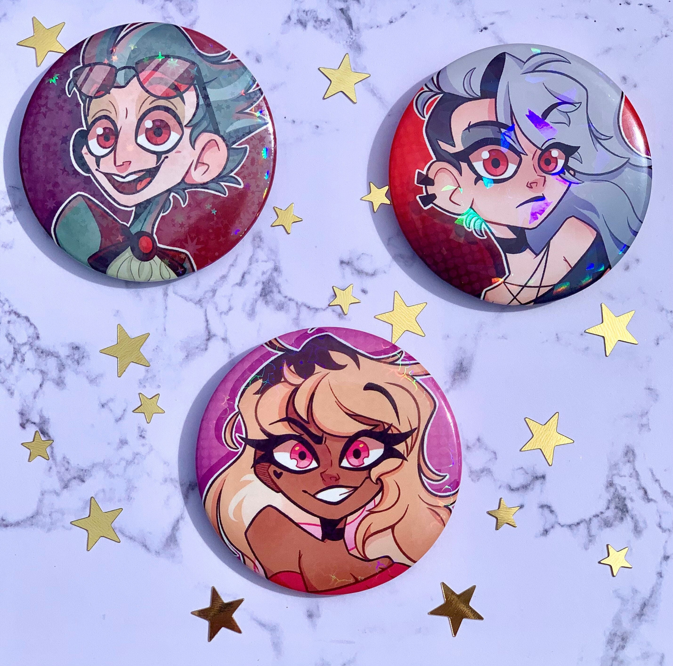 Helluva Boss Human Disguises Holographic Badges - Etsy UK