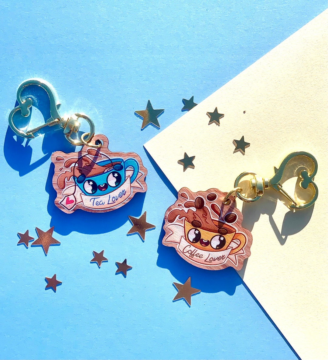 Tea and Coffee Lovers Wooden Charms - Etsy