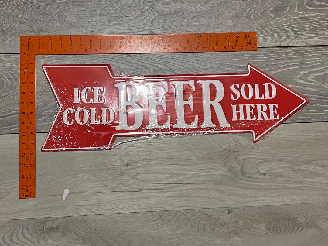 8x28 Large Ice Cold Beer Sold Here Arrow Sign - Etsy