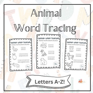 Handwriting Practice Sheets for Kids, Animal Alphabet Tracing, Tracing ...