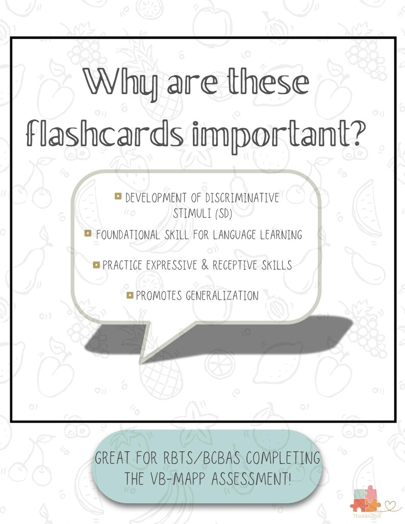 Food Flash Cards | VB-MAPP Assessment Tool | ABA Materials | Learning ...
