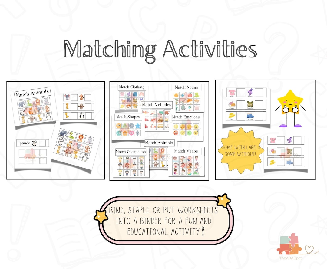 Matching Activity | Tool for ABA | Printable | RBT & Caregiver Tool ...