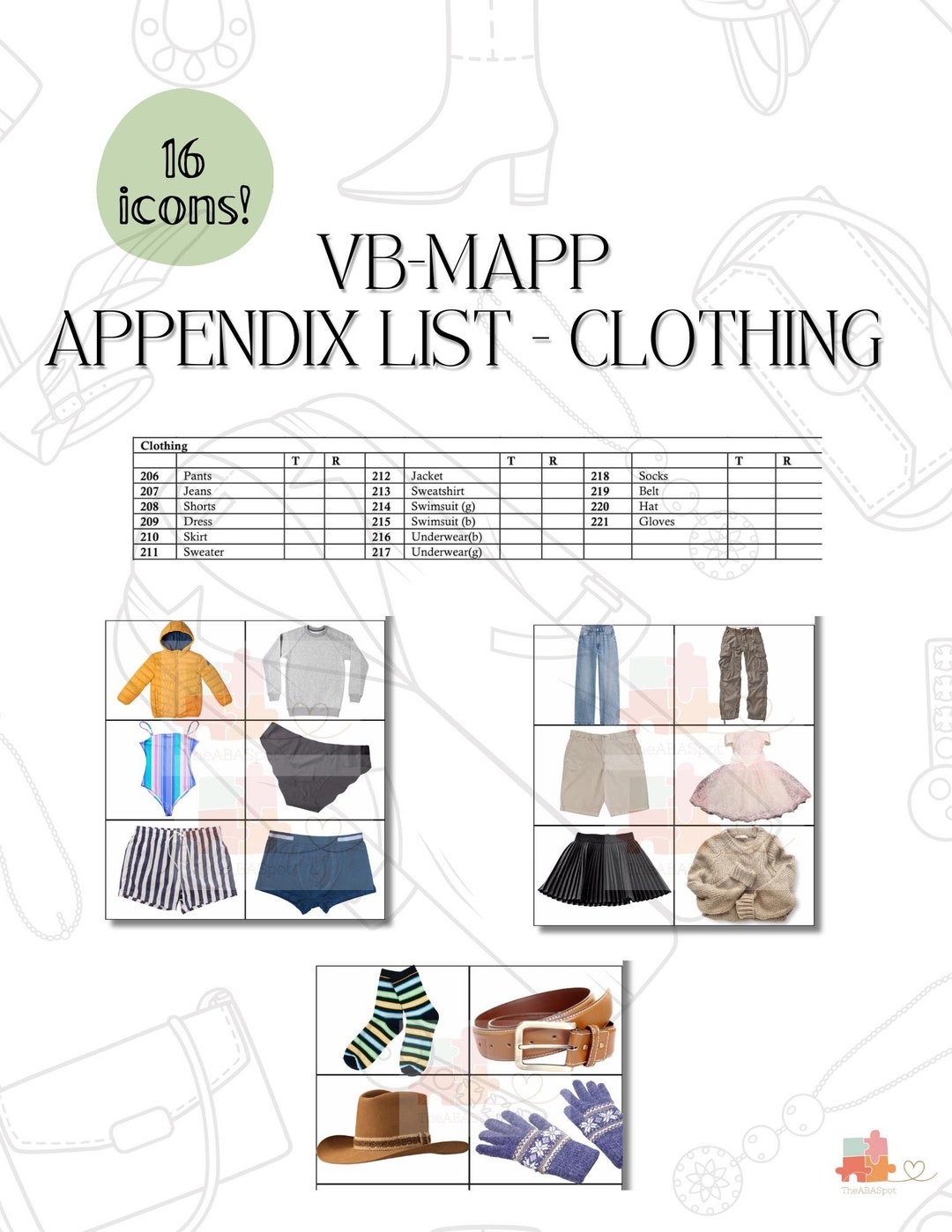 Clothing Flashcards | VB-MAPP Assessment, ABA Learning (pdf) - Etsy