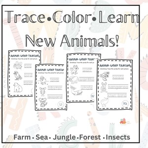 Handwriting Practice Sheets for Kids, Animal Alphabet Tracing, Tracing ...