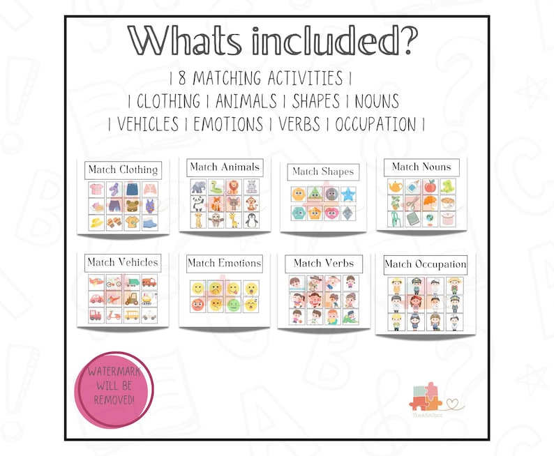 Matching Activity | Tool for ABA | Printable | RBT & Caregiver Tool ...